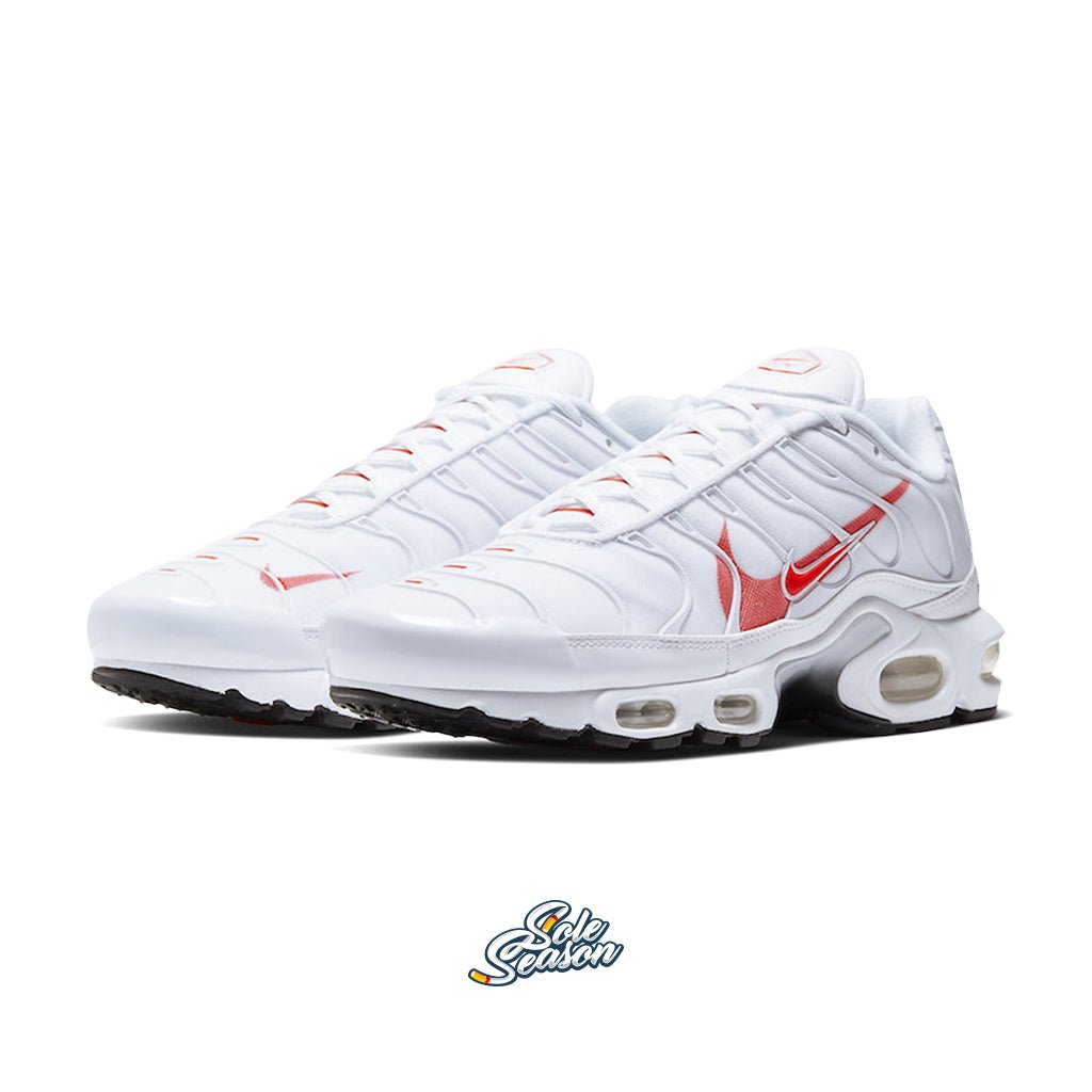 White Nike Tn - Crimson Swoosh - Rare Nike Tn CU3454-100