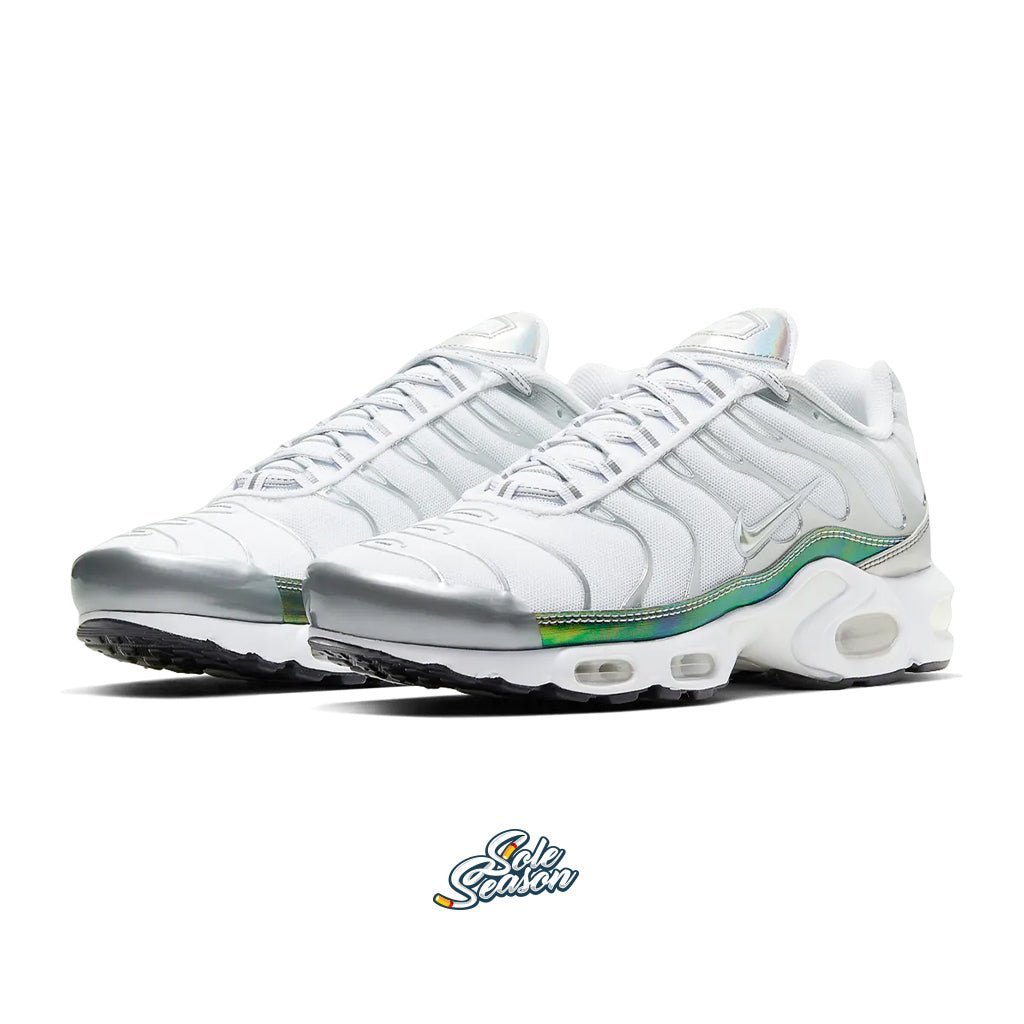 White Nike Tn - White and Silver Oil Slick Air Max Plus - CW2646-100