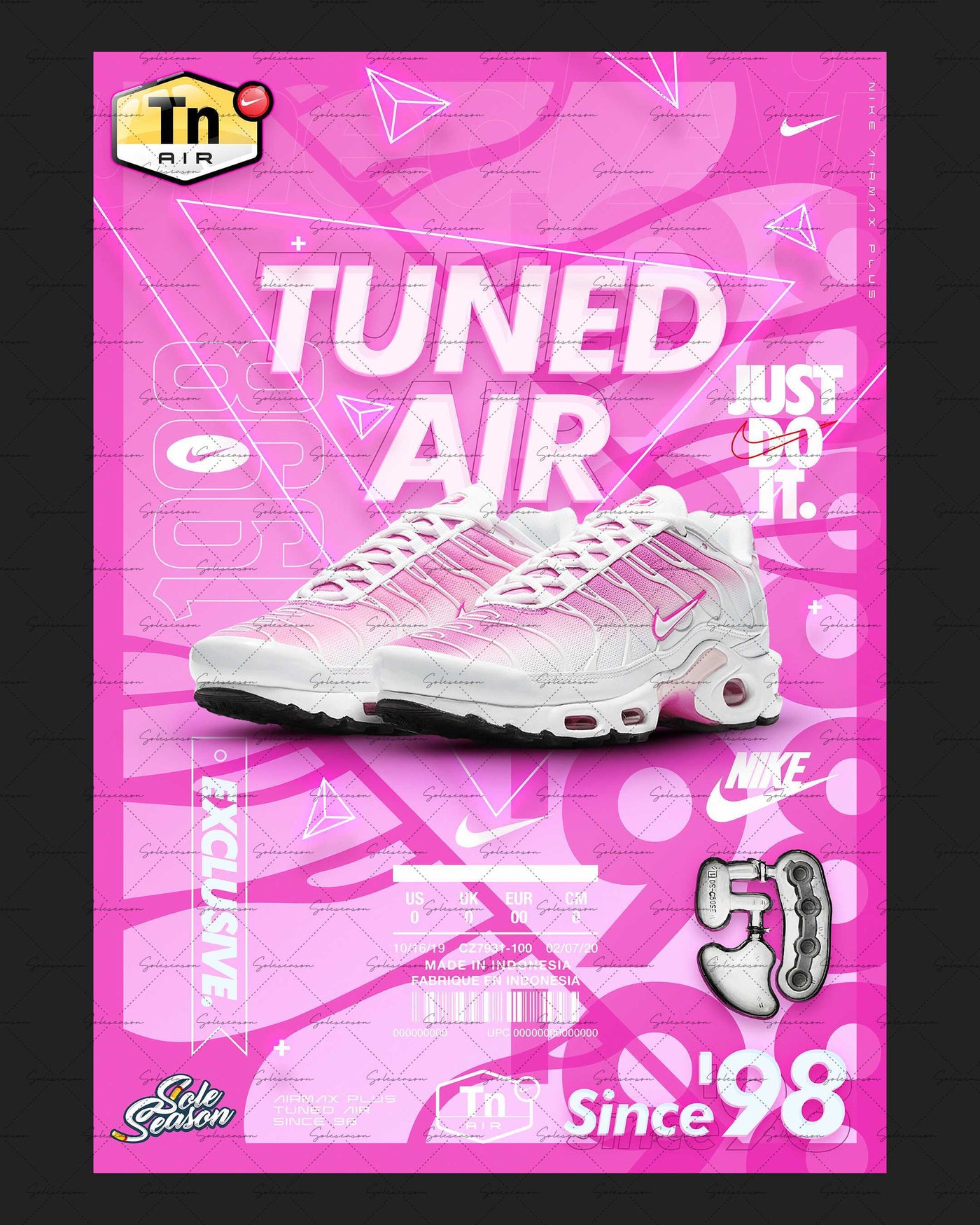 Nike Tn - Pink Fade 'Tuned Since '98' - A3 Poster