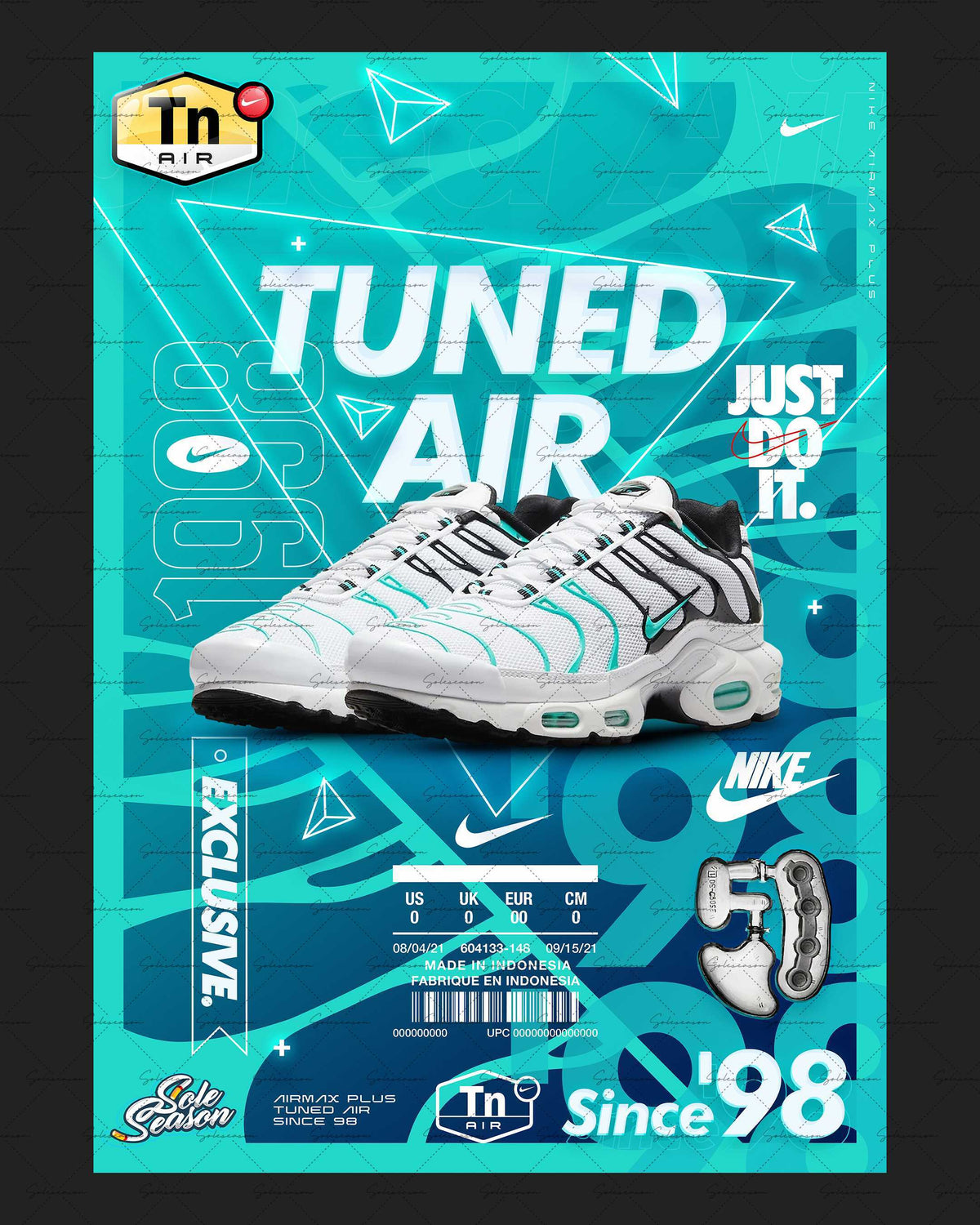 Nike Tn Poster - Retro Tiffany / Hyper Jade - A3 Air Max Plus Poster